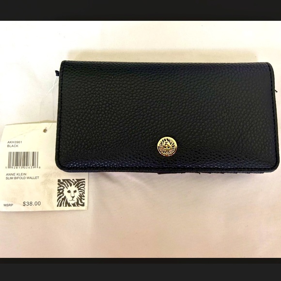 Anne Klein | Bags | Anne Klein Logo Slim Bifold Wallet Black | Poshmark